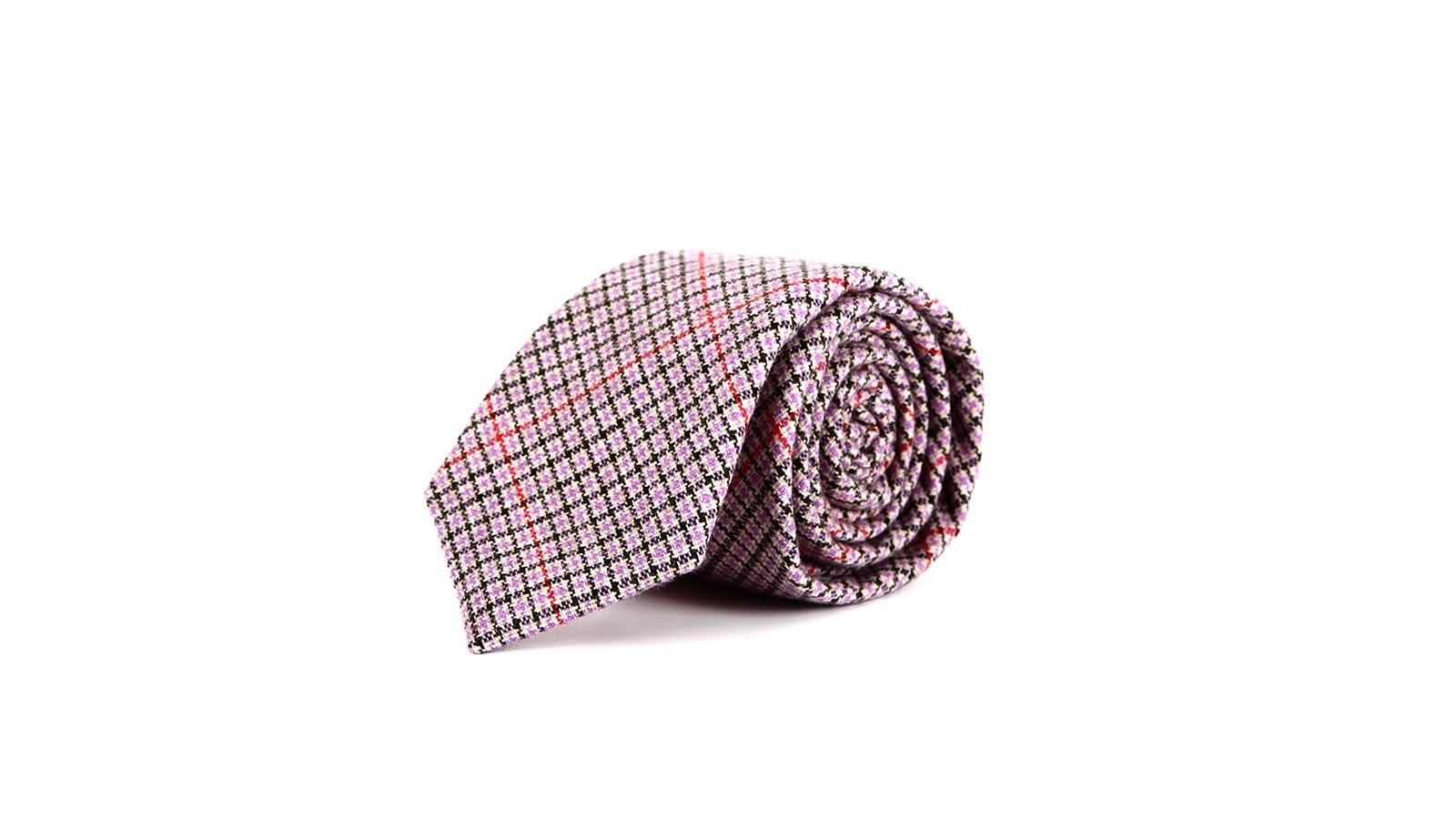 Pink & Red Checked Tie - Oliver Wicks