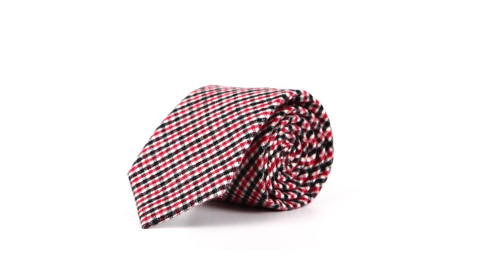 Red & Black Checked Tie - Oliver Wicks