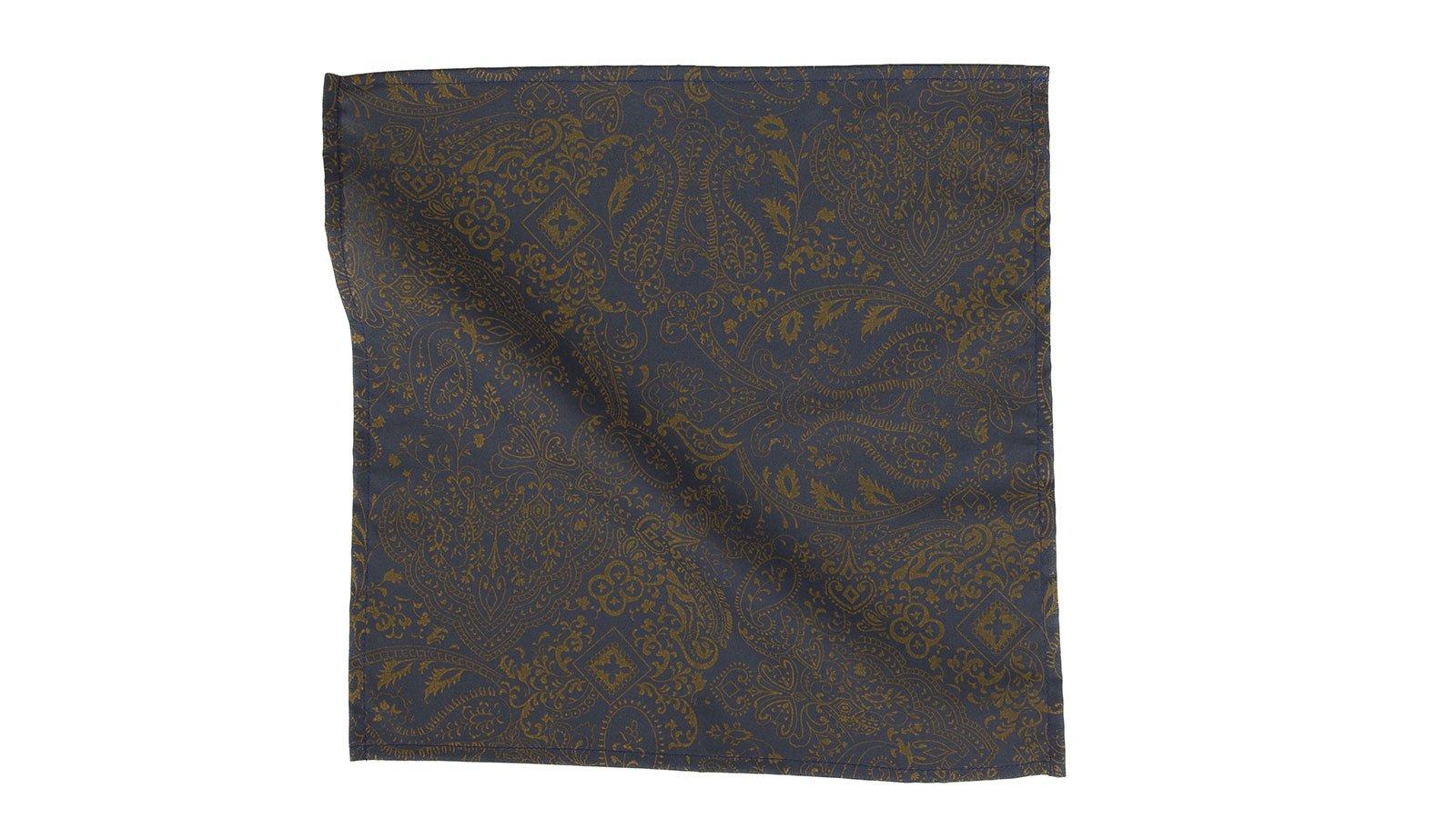 Dark Grey Paisley Pocket Square - Oliver Wicks