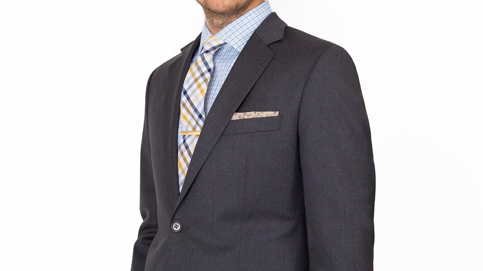 Suit In Solid Grey Italian Wool Oliver Wicks
