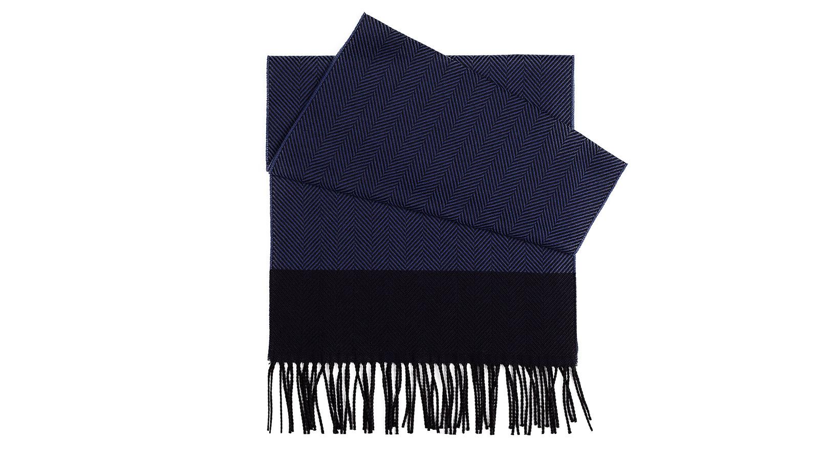 Navy & Blue Wool Scarf - Oliver Wicks