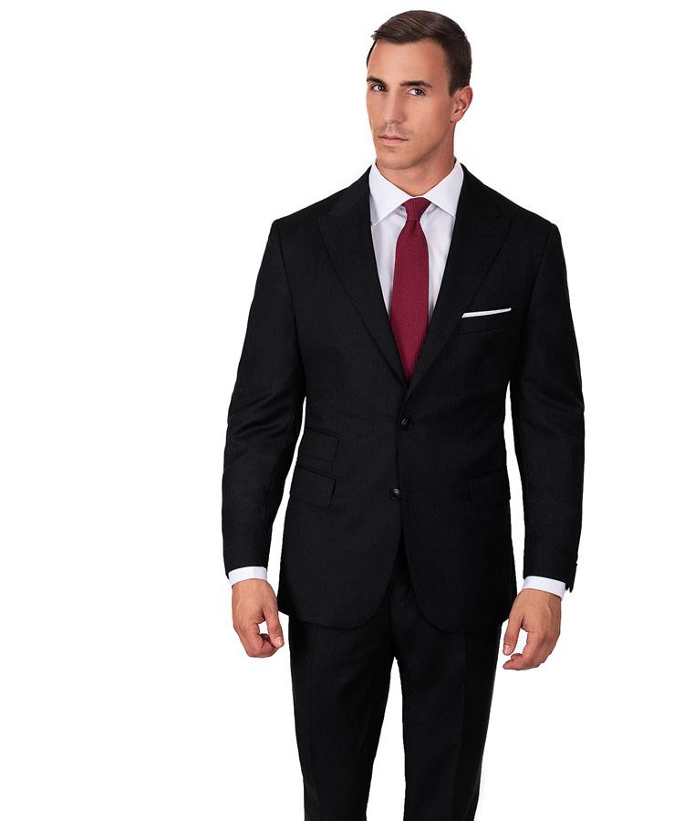 Black Herringbone Suit