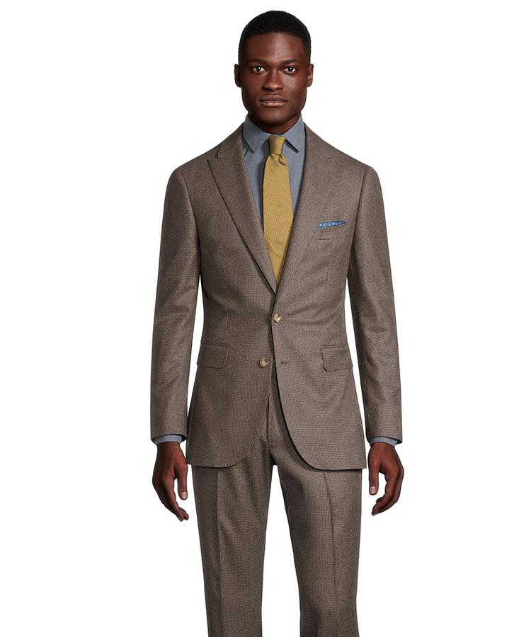 light brown patterned suit
